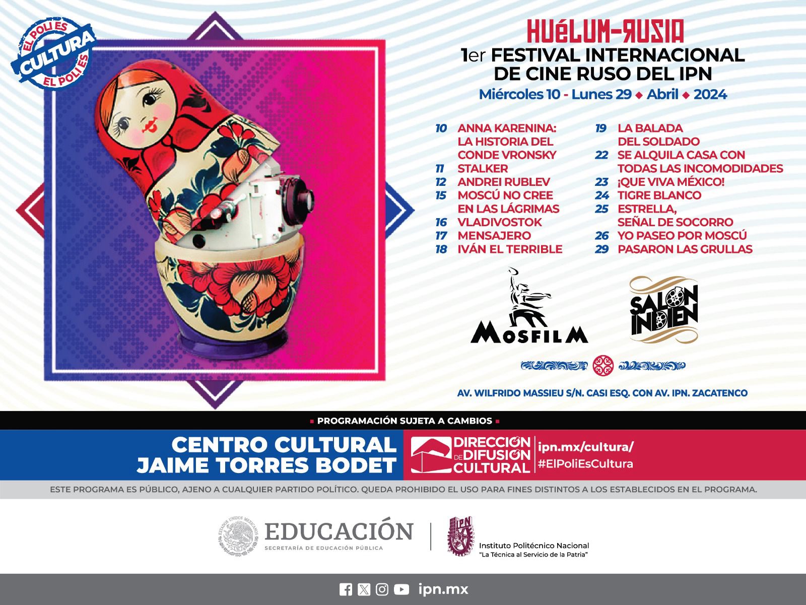 ¡Huélum Rusia! Inicia el Primer Festival de Cine Ruso en el IPN – SALA ...